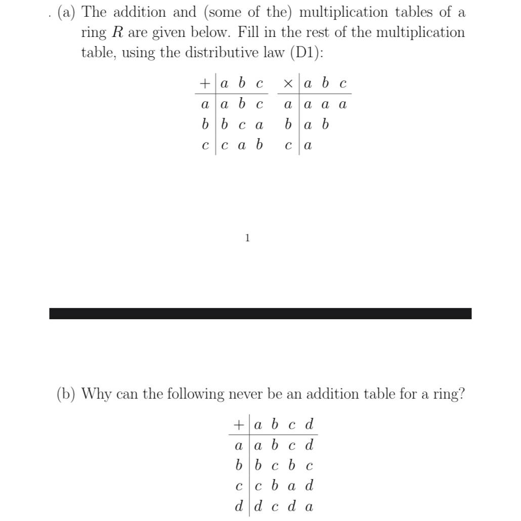 Solved A ﻿the Addition And Some Of The ﻿multiplication 