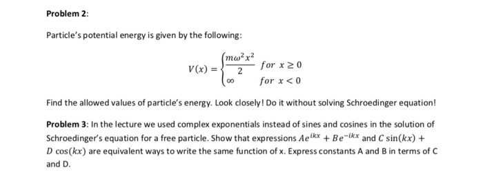 Solved Problem 2: Particle's potential energy is given by | Chegg.com