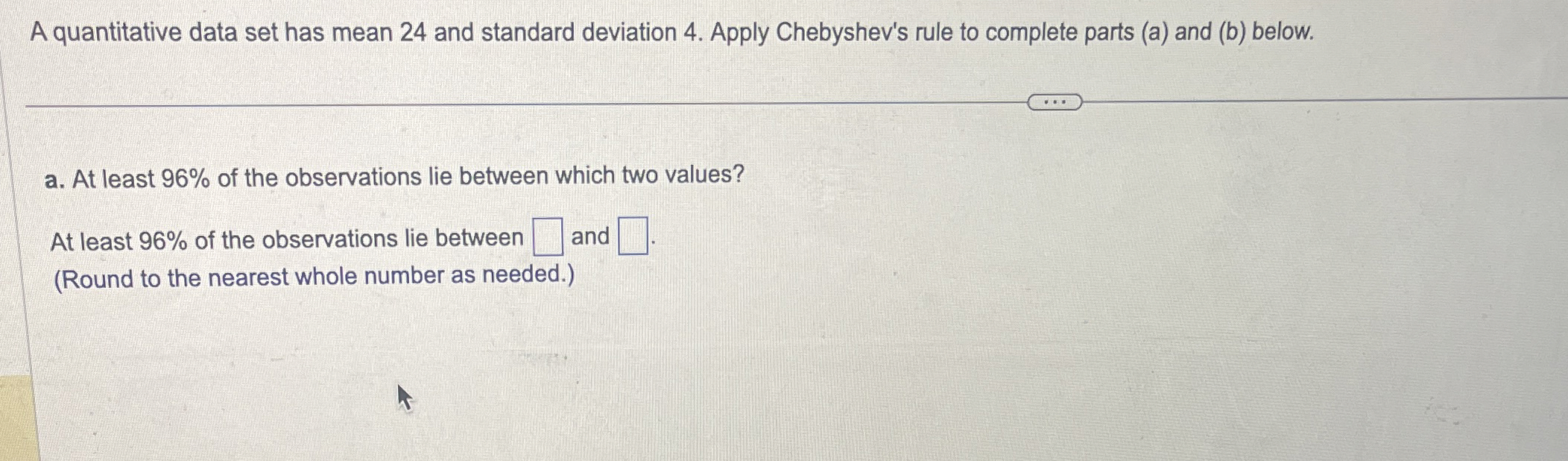 Solved A quantitative data set has mean 24 ﻿and standard | Chegg.com