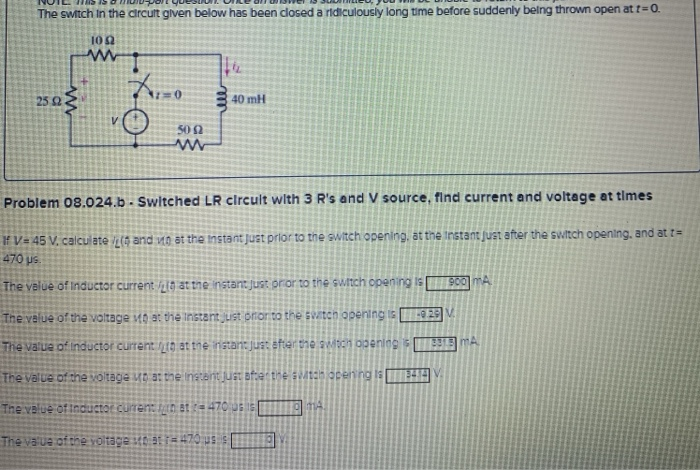 Solved The switch in the circult given below has been closed | Chegg.com