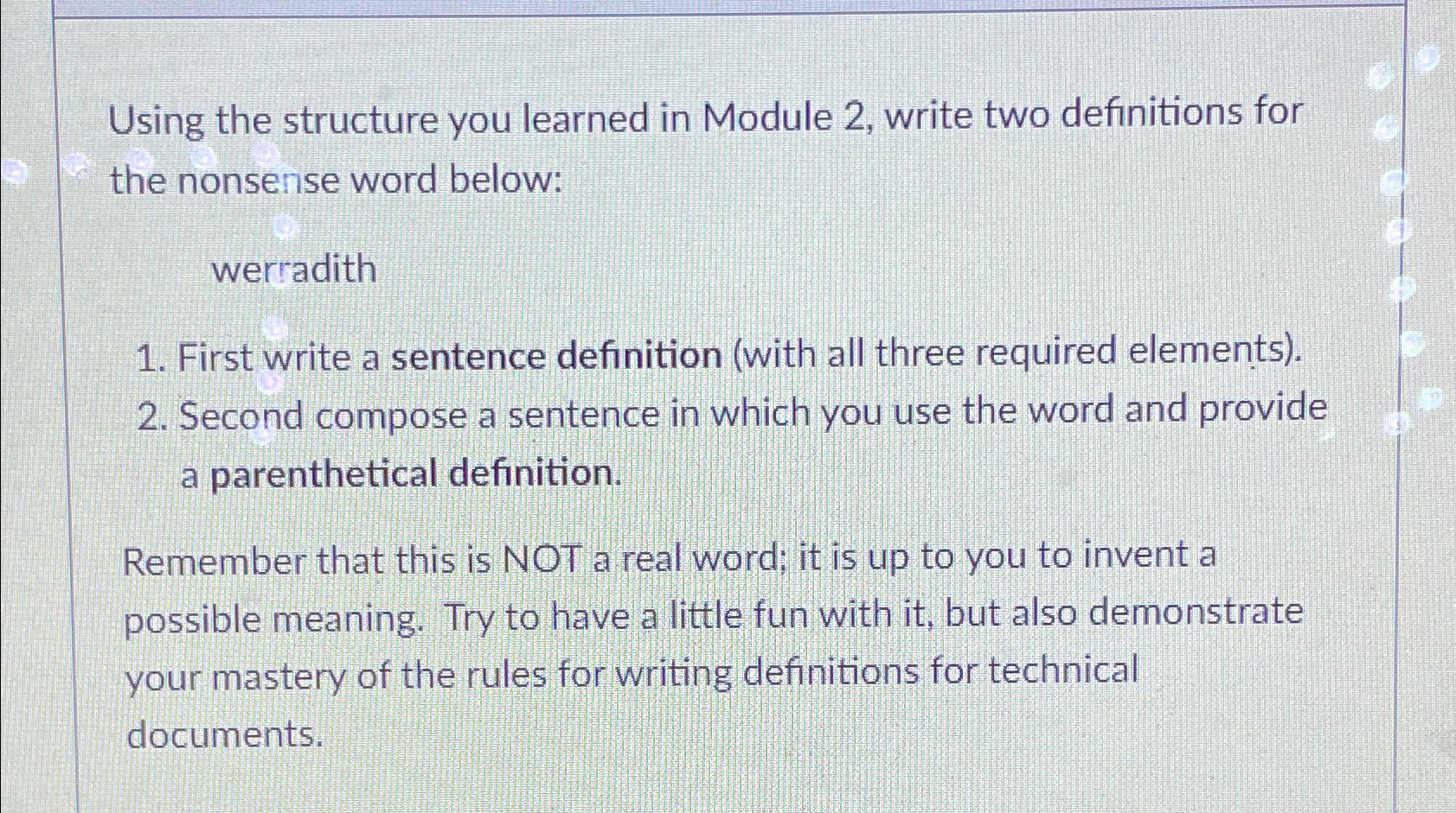 Solved Using the structure you learned in Module 2, ﻿write | Chegg.com
