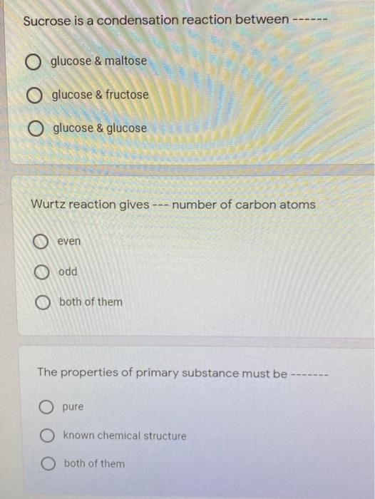 Solved Sucrose is a condensation reaction between O & | Chegg.com