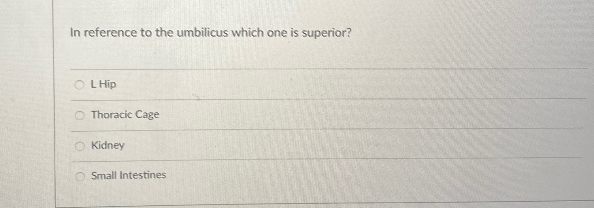 Solved In reference to the umbilicus which one is superior?L | Chegg.com
