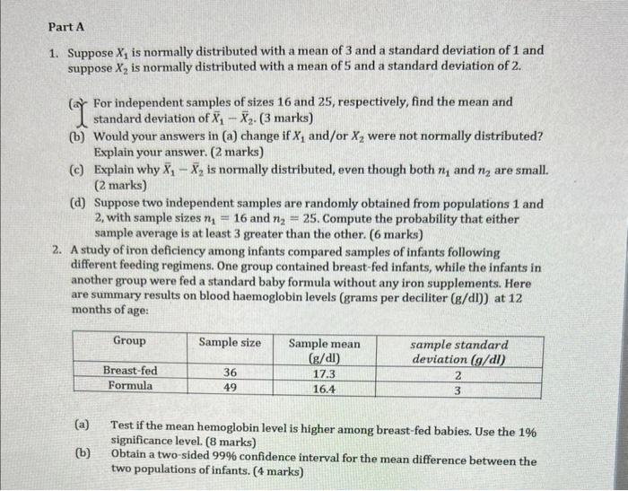 Solved 1. Suppose X1 is normally distributed with a mean of | Chegg.com