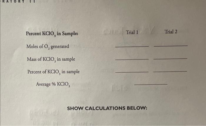 Solved CALCULATIONS Show your calculations in she space | Chegg.com