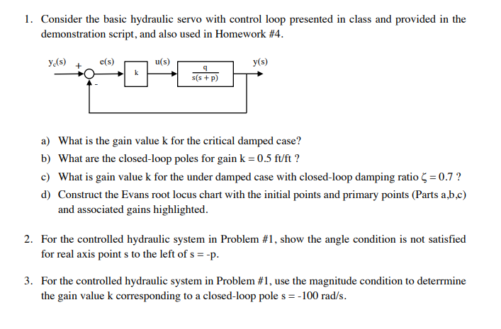Solved Matlab Script Provided:% ﻿Hydraulic Servo Response | Chegg.com