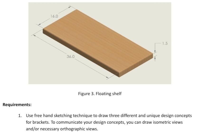 Solved Figure 3. Floating shelf ements: 1. Use free hand | Chegg.com Solved Figure 3. Floating shelf ements: 1. Use free hand | Chegg.com