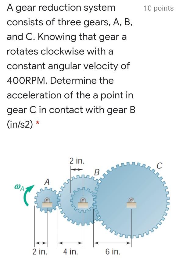 Solved 10 points A gear reduction system consists of three | Chegg.com