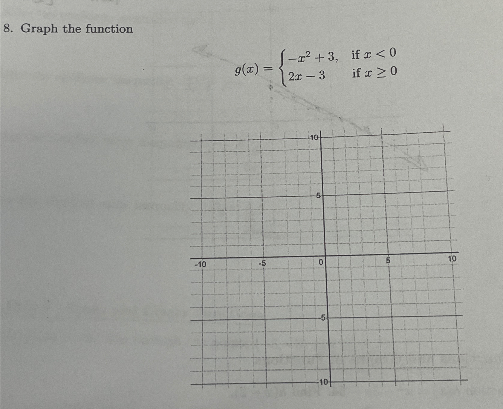 Solved Graph the functiong(x)={-x2+3, if x