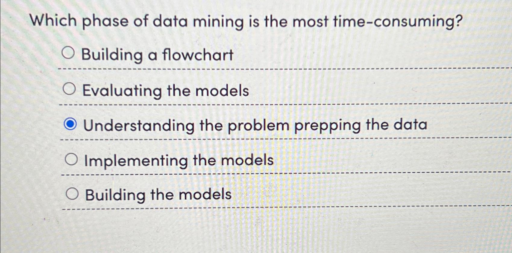 Solved Which phase of data mining is the most | Chegg.com