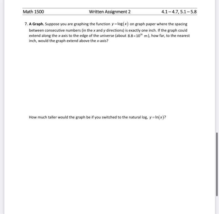 Solved 7. A Graph. Suppose you are graphing the function | Chegg.com