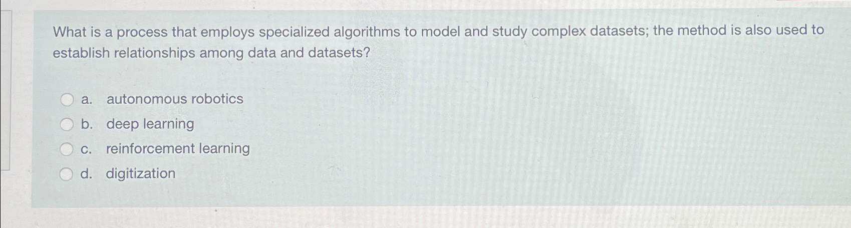 Solved What is a process that employs specialized algorithms | Chegg.com