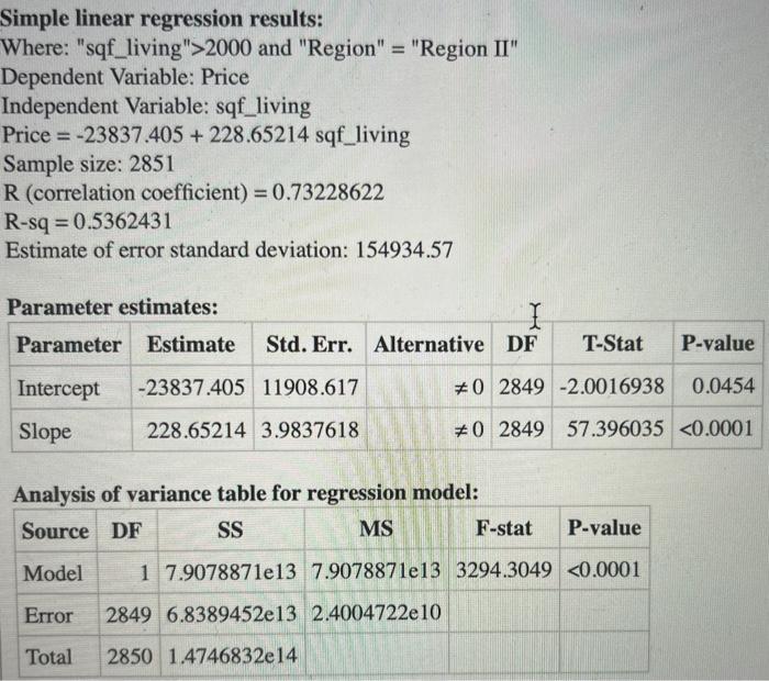 Solved Simple linear regression results: Where: | Chegg.com