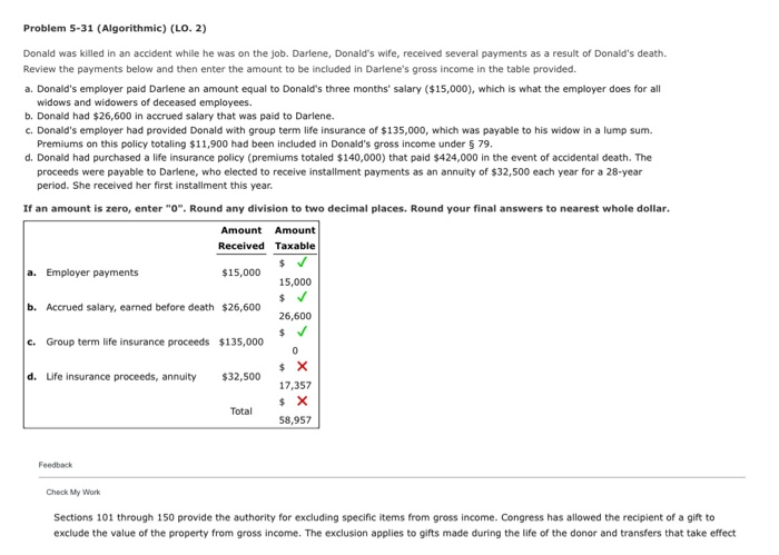Solved Problem 5-31 (Algorithmic) (LO. 2) Donald was killed | Chegg.com