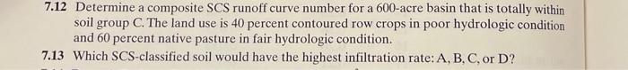 Solved 7.12 Determine a composite SCS runoff curve number | Chegg.com