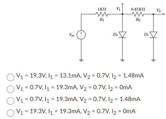 Solved For the following circuit, determine the values of | Chegg.com