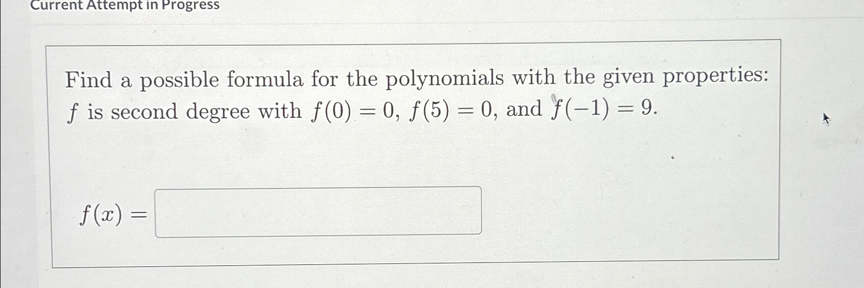 Solved Current Attempt in ProgressFind a possible formula | Chegg.com