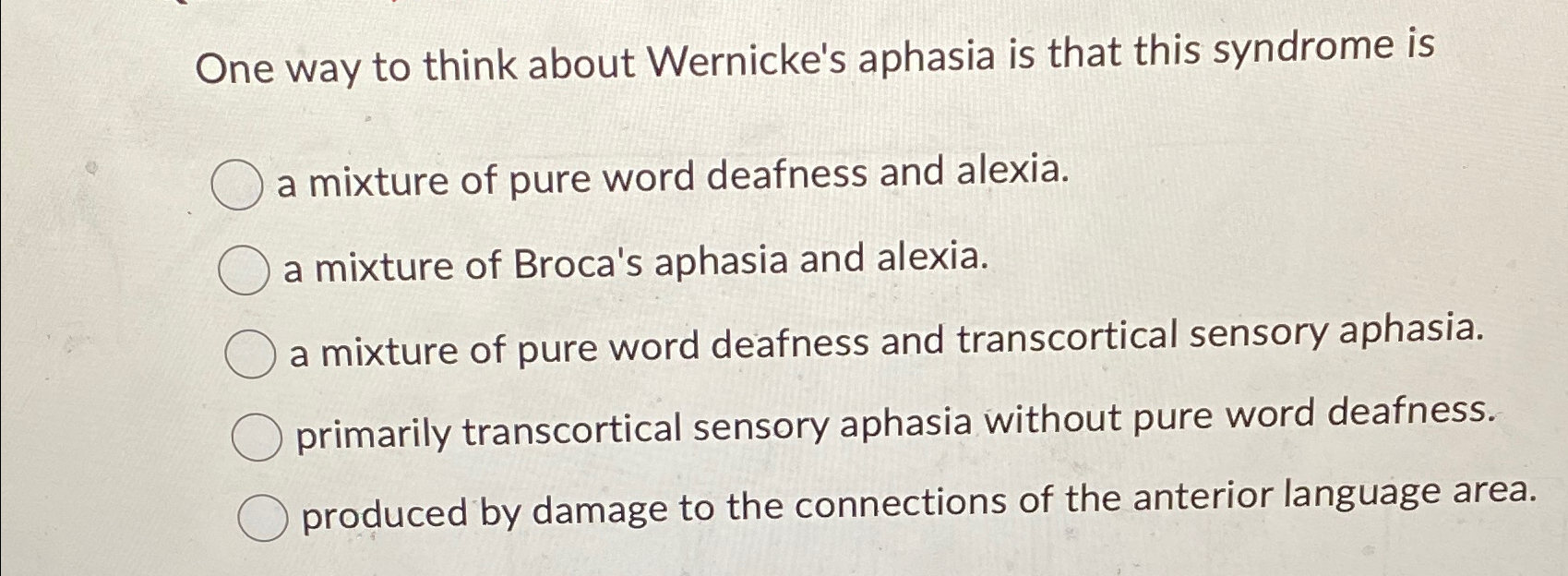 Solved One way to think about Wernicke's aphasia is that | Chegg.com