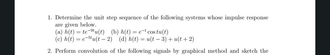 Solved Determine the unit step sequence of the following | Chegg.com