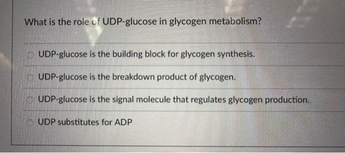 Solved What is the role of UDP-glucose in glycogen | Chegg.com