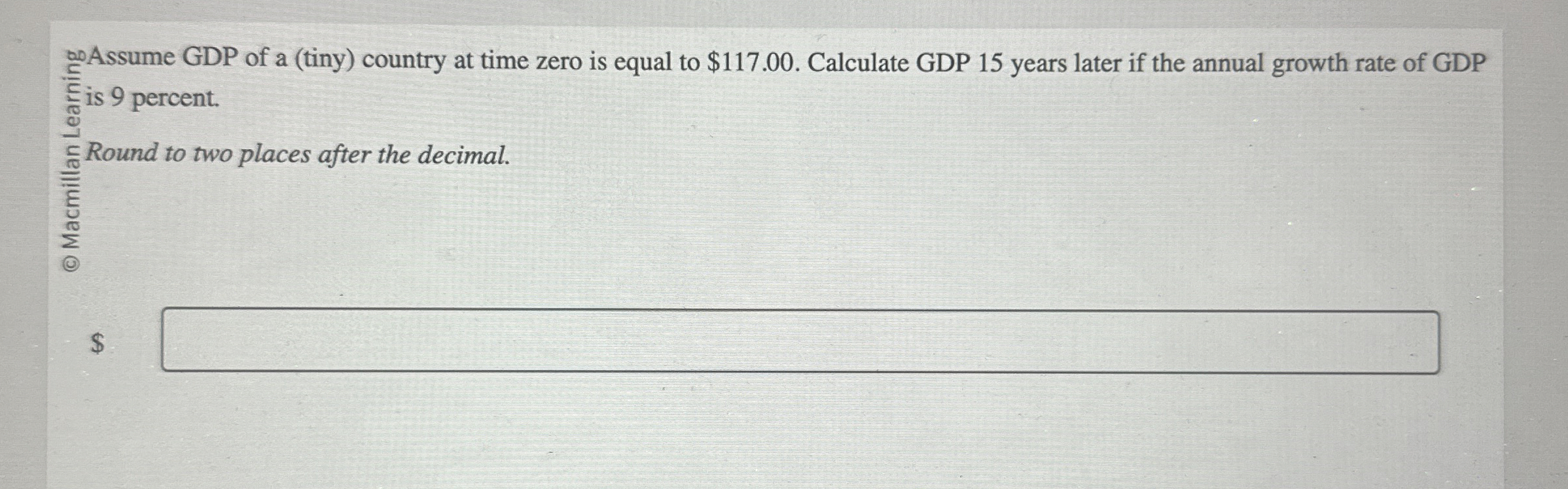 noAssume GDP of a (tiny) ﻿country at time zero is | Chegg.com
