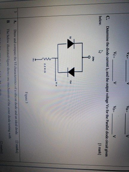 Solved VE V Vc- VD- c. Determine the diode current lo and | Chegg.com