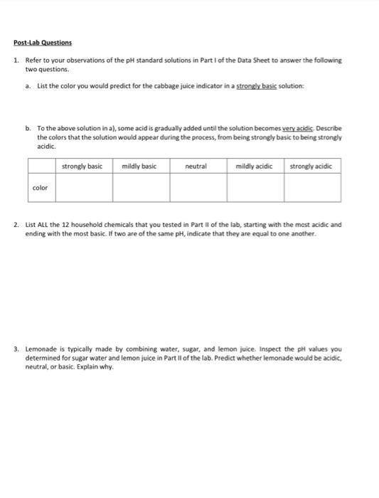Solved Post-Lab Questions 1. Refer to your observations of | Chegg.com