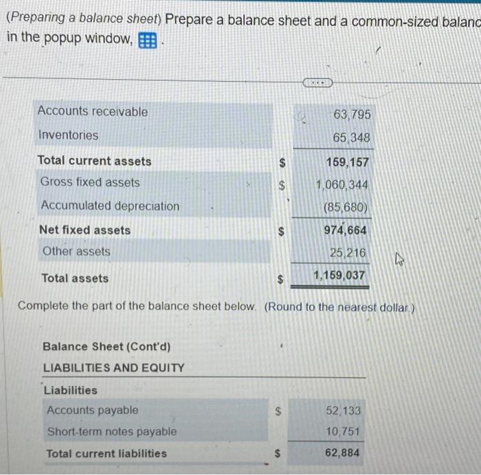 Solved (Preparing a balance sheet) Prepare a balance sheet | Chegg.com