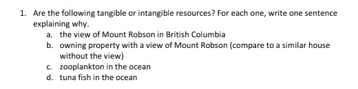 Solved 1. Are the following tangible or intangible | Chegg.com