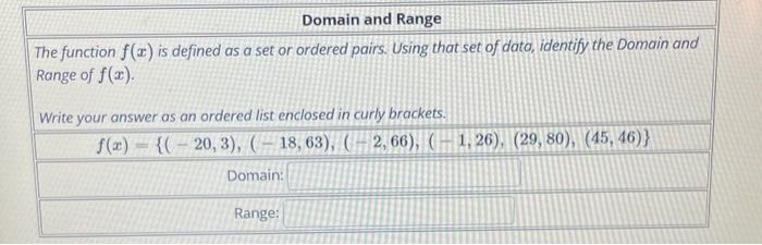 Solved Domain and Range The function f(x) is defined as a | Chegg.com