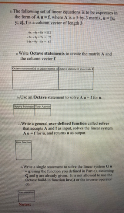 1. The following set of linear equations is to be | Chegg.com