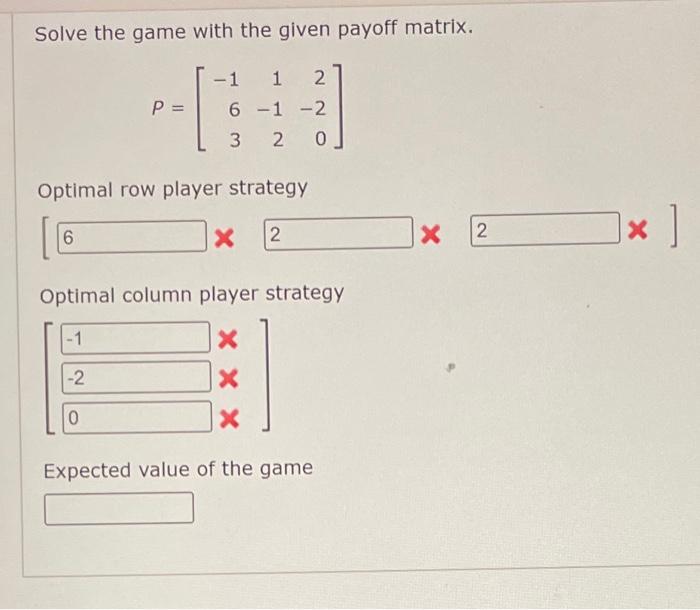 Solved Solve the game with the given payoff matrix. | Chegg.com