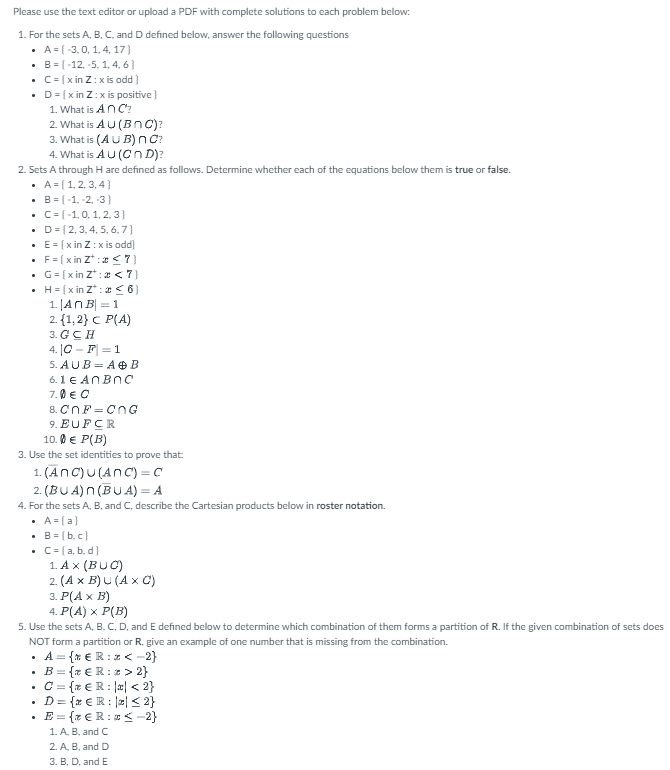 Solved Please use the text editor or upload a PDF with | Chegg.com
