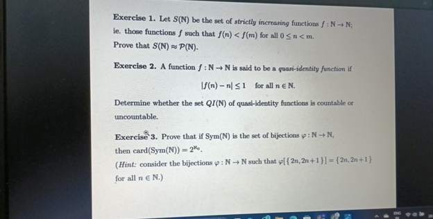 Solved Exercise 1. ﻿Let S(N) ﻿be the set of strictly | Chegg.com