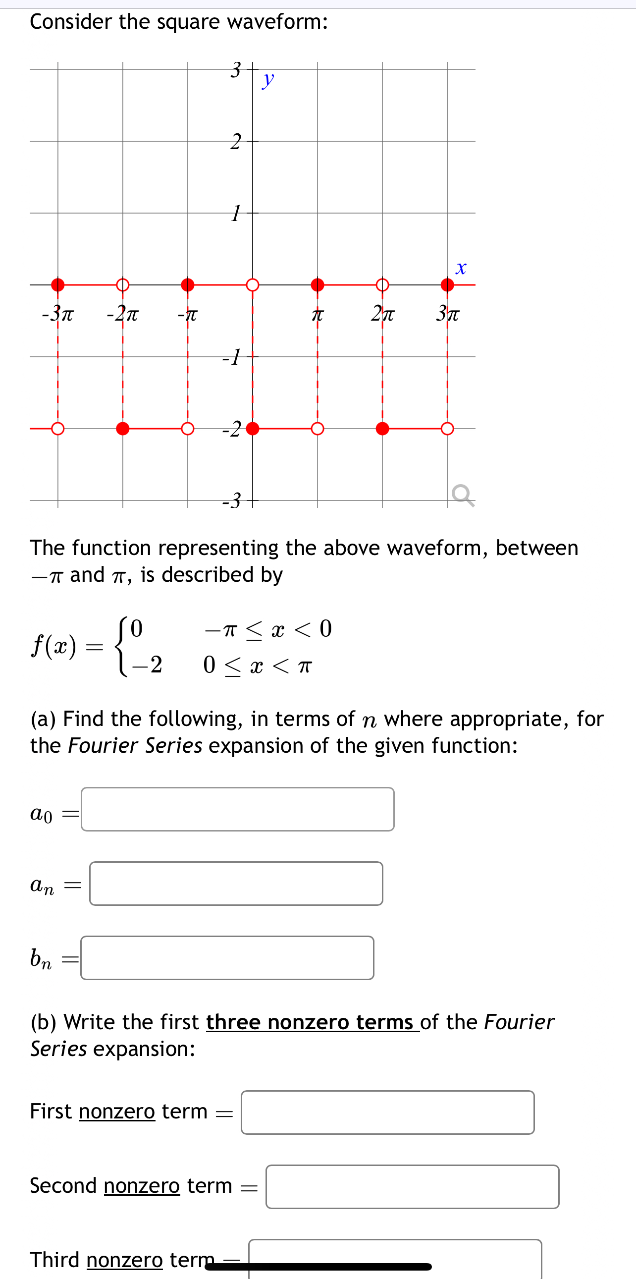 Solved Consider the square waveform:The function | Chegg.com
