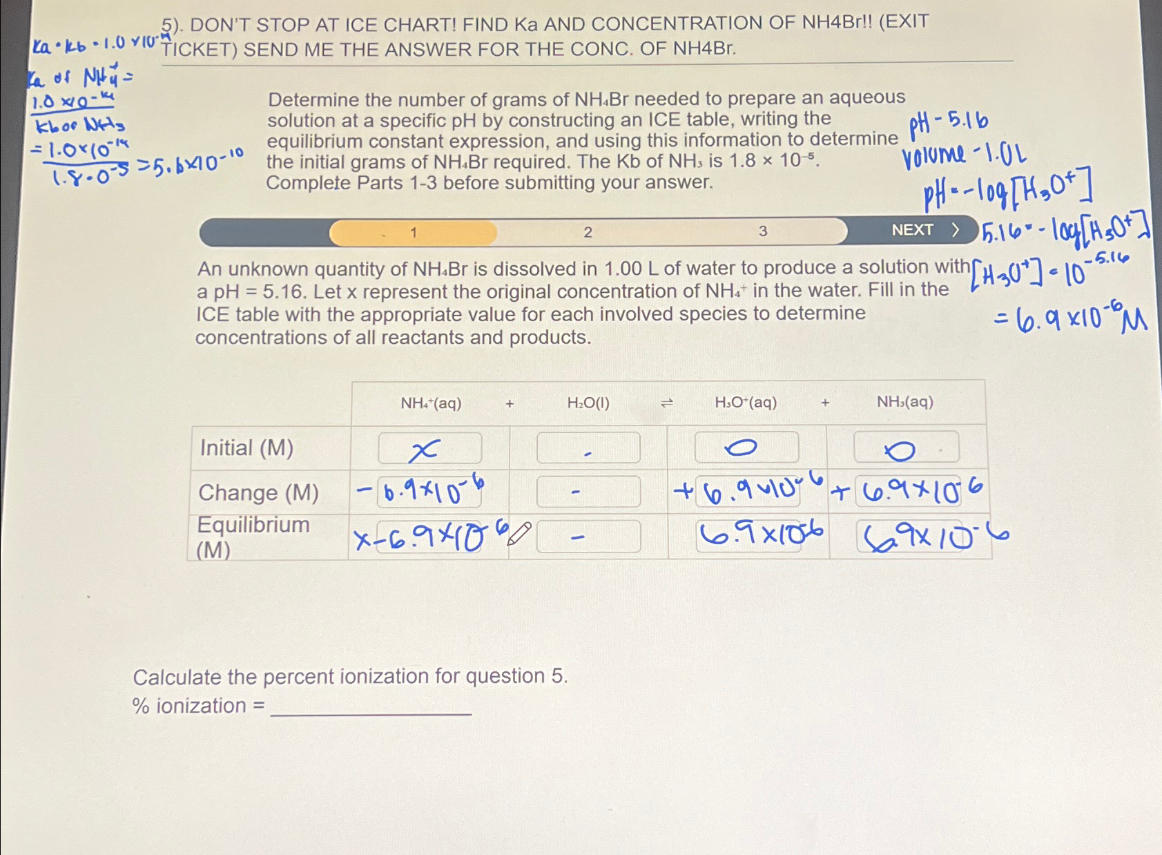 Solved . ﻿DON'T STOP AT ICE CHART! FIND Ka AND CONCENTRATION | Chegg.com
