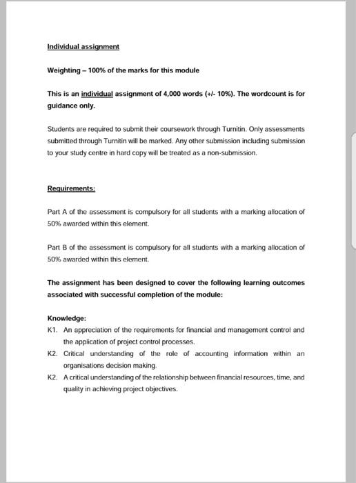 Individual assignment Weighting −100% of the marks | Chegg.com