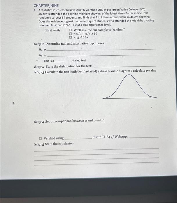 Solved np0(1−p0)≥10n≤0.05N Step 1 Determine null and | Chegg.com