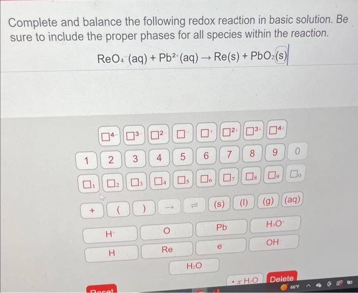 Solved Complete and balance the following redox reaction in | Chegg.com