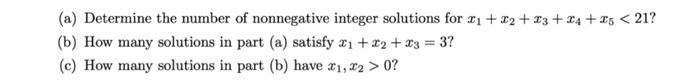 Solved (a) Determine the number of nonnegative integer | Chegg.com