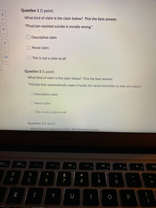 Solved 3 Question 1 (1 point) What kind of claim is the | Chegg.com