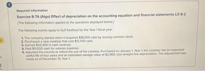 Solved Required information Exercise 8-7A (Algo) Effect of | Chegg.com