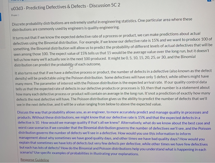 Solved 03d3-Predicting Defectives & Defects - Discussion 5C | Chegg.com