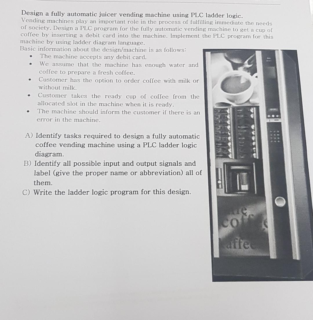 Solved Design a fully automatic juicer vending machine using | Chegg.com