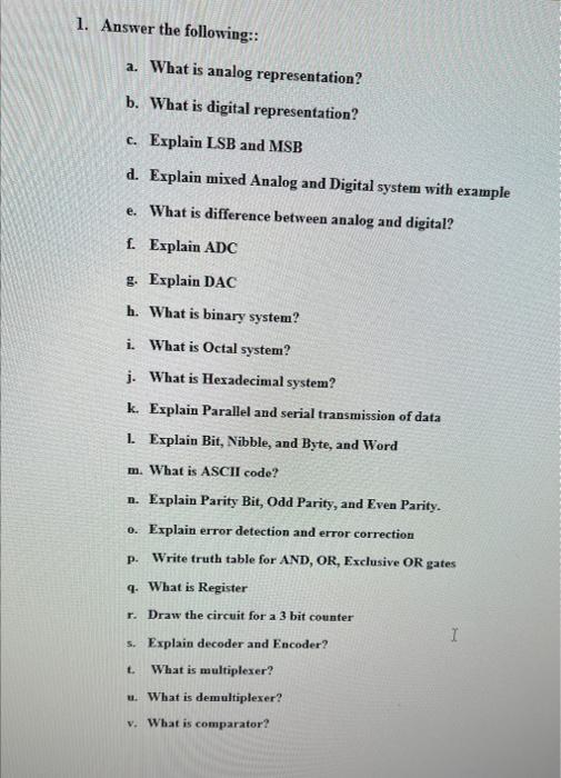 Solved Answer the following:: a. What is analog | Chegg.com