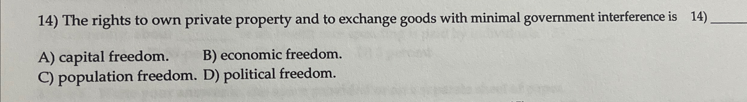 Solved The rights to own private property and to exchange | Chegg.com