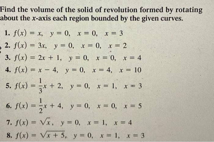 Solved Find the volume of the solid of revolution formed by | Chegg.com
