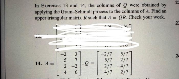Solved 21 In Exercises 13 and 14, the columns of Qwere | Chegg.com
