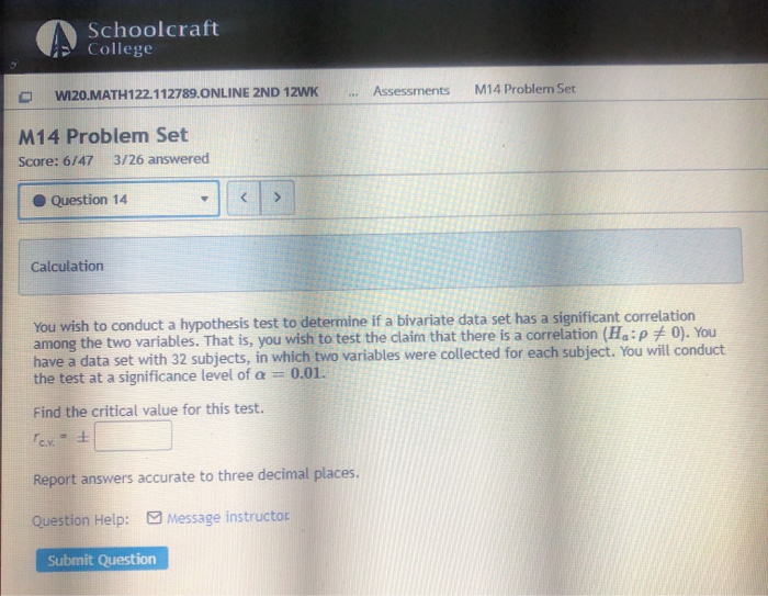Solved Schoolcraft College WI2O.MATH122.112789.ONLINE 2ND | Chegg.com