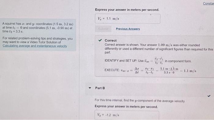 Find the direction of the average velocity. Express | Chegg.com